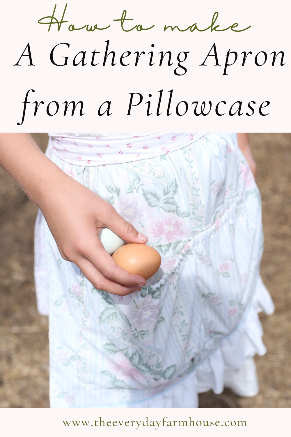 Kids Egg Gathering Apron from Pillowcase - The Everyday Farmhouse